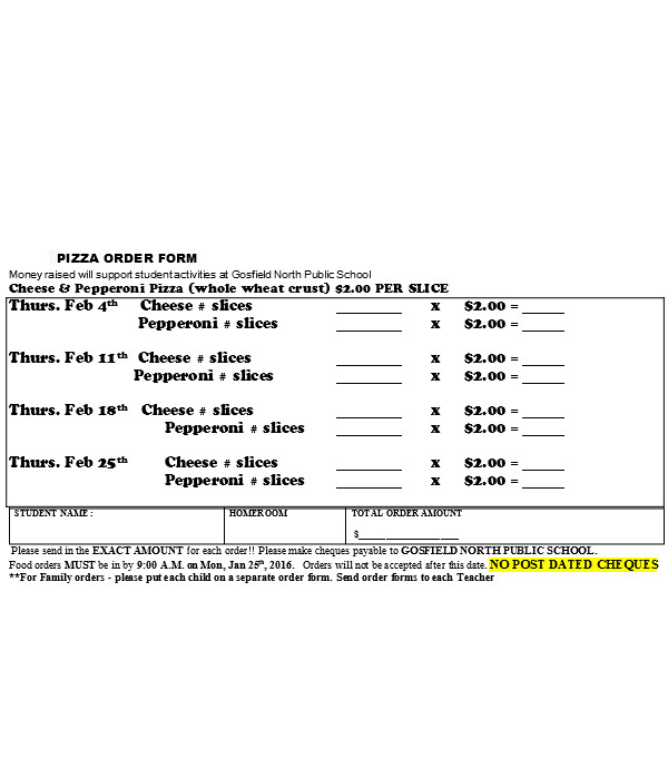 FREE 7+ Food Order Forms in PDF | MS Word | Excel