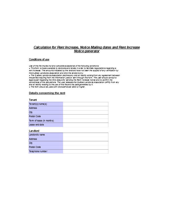 FREE 9+ Notice of Rent Increase Forms in PDF | MS Word | Excel
