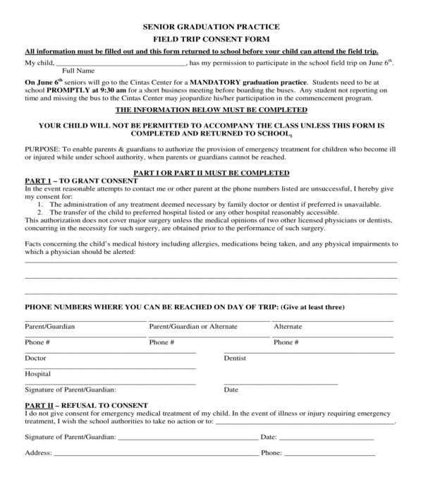 FREE 17+ Field Trip Consent Form Samples, PDF, MS Word, Goolge Docs