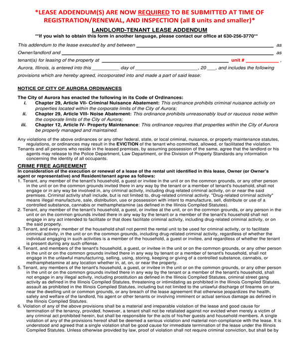 FREE 11+ Lease Addendum Forms in PDF | MS Word
