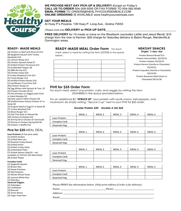 FREE 7+ Food Order Forms in PDF | MS Word | Excel