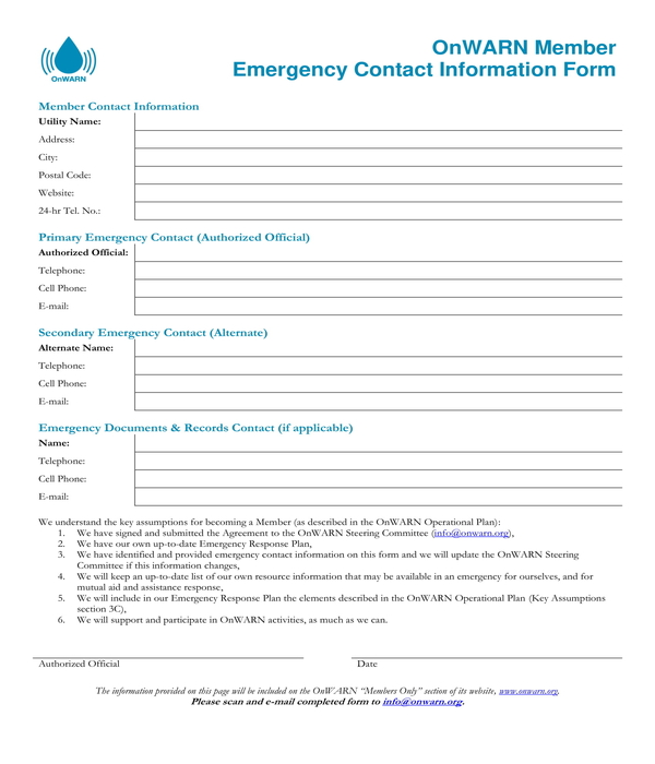 FREE 11+ Emergency Contact Information Forms in PDF | MS Word | Excel