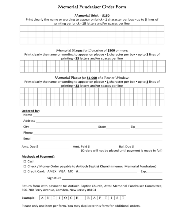 FREE 14+ Fundraiser Order Form Samples, PDF, MS Word, Google Docs, Excel