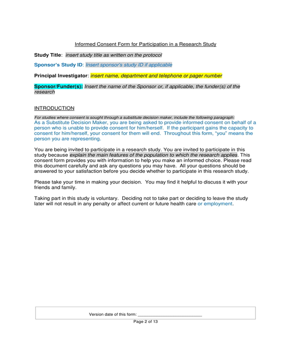 FREE 12+ Research Informed Consent Form Samples, PDF, MS Word, Google Docs