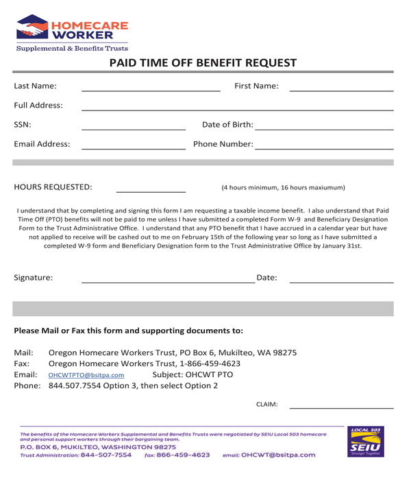 FREE 8+ Paid Time Off Request Forms in PDF | MS Word