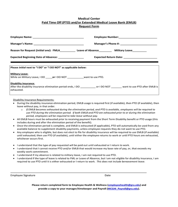 FREE 8+ Paid Time Off Request Forms in PDF | MS Word