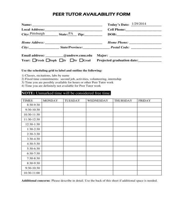 FREE 12+ Availability Forms in PDF | MS Word | Excel