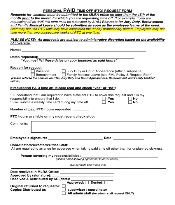 FREE 8+ Paid Time Off Request Forms in PDF | MS Word