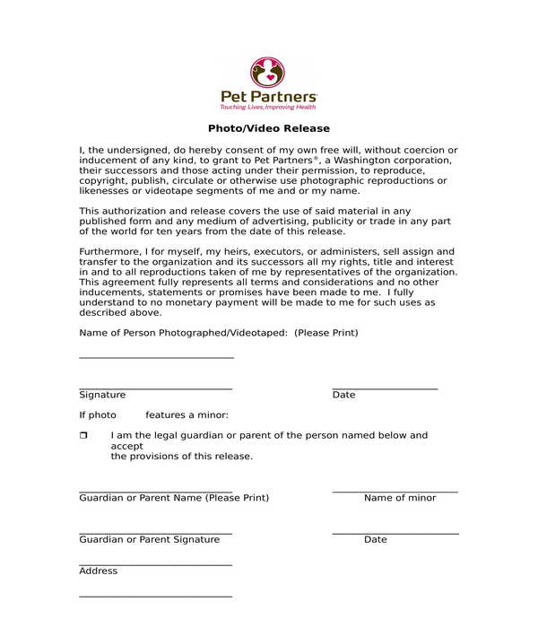 FREE 7+ Pet Photo Release Forms in PDF | MS Word