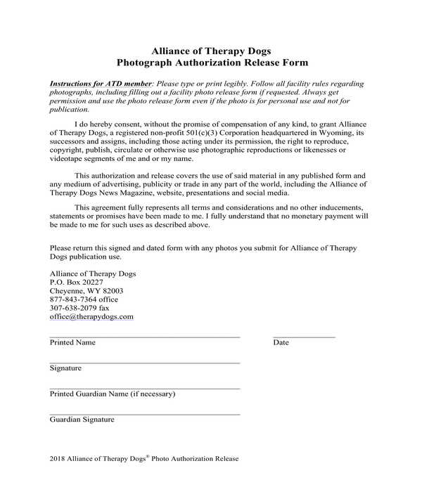 FREE 7+ Pet Photo Release Forms in PDF | MS Word