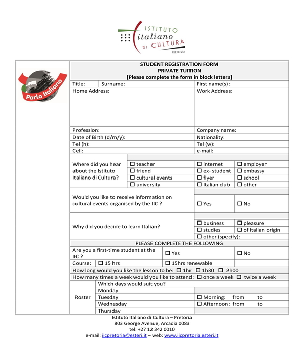 FREE 11 Student Registration Forms In PDF MS Word Excel
