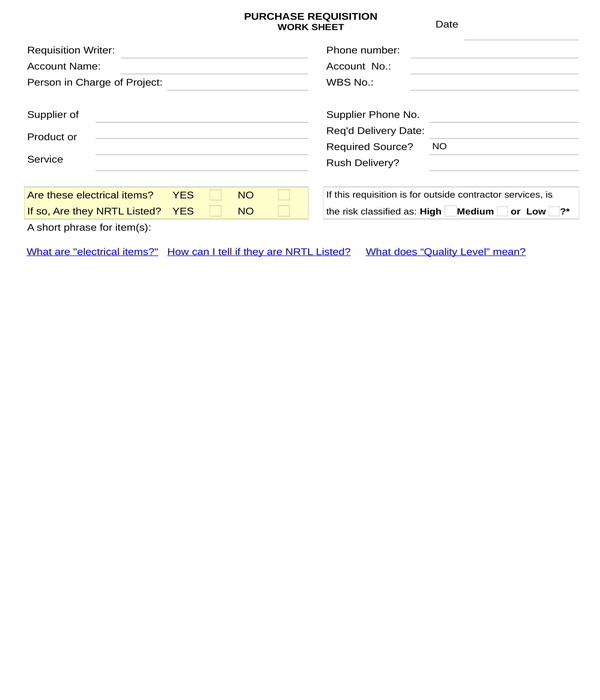 FREE 16+ Requisition Form Samples, PDF, MS Word, Google Docs, Excel