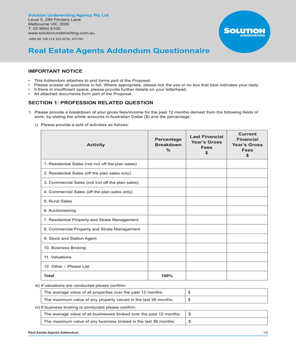 FREE 15+ Real Estate Addendum Form Samples, PDF, MS Word, Google Docs