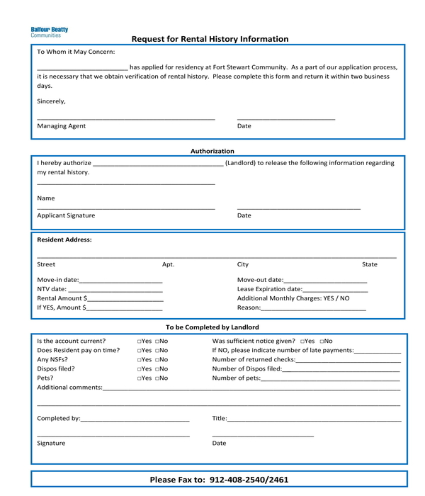 FREE 9+ Rental History Form Samples, PDF, MS Word, Google Docs