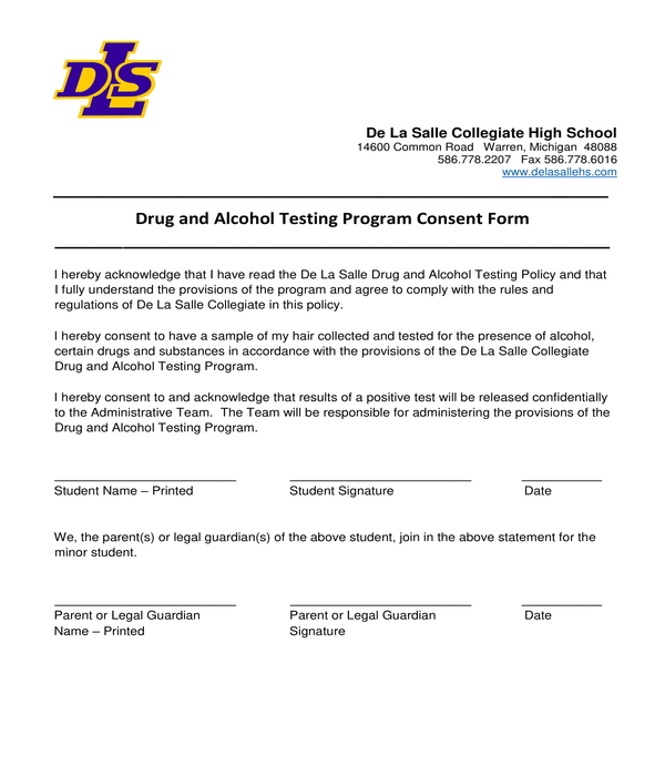 Free 7 Drug Alcohol Testing Consent Forms In Pdf Ms Word