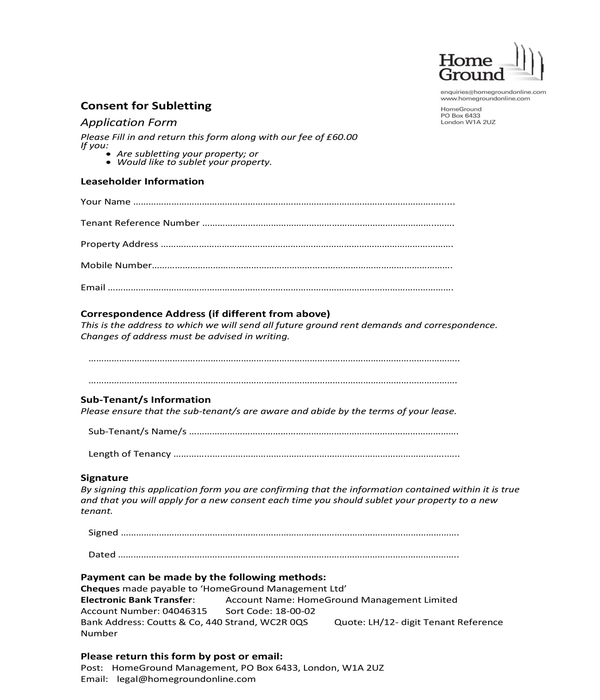 FREE 5+ Sublease Consent Forms in PDF | MS Word