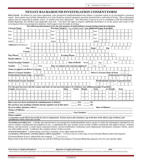 FREE 10+ Tenant Background Check Form Samples, PDF, MS Word, Google Docs