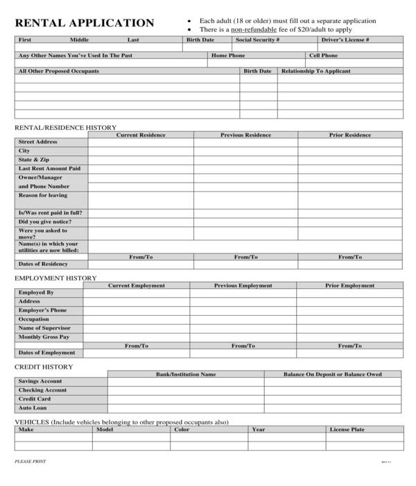 FREE 6+ House Rental Application Forms in PDF | MS Word | Excel