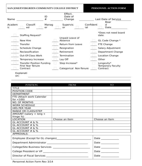 FREE 9+ Personnel Action Form Templates in MS Word | PDF | Excel