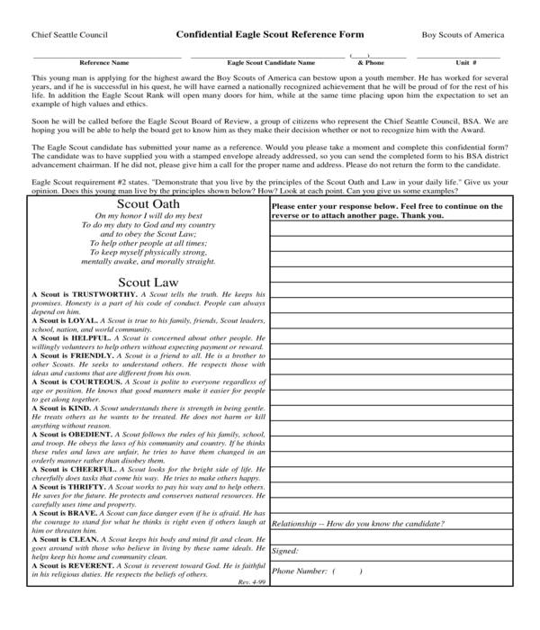 FREE 5+ Eagle Scout Letter of Recommendation Forms in PDF | MS Word