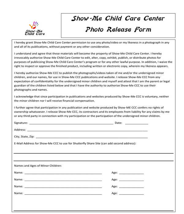 FREE 11+ Daycare Photo Release Forms in PDF | MS Word