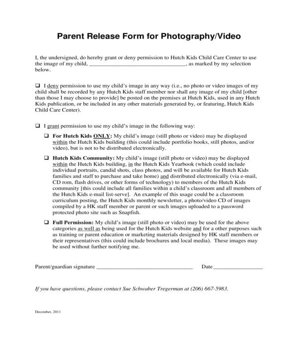 FREE 11+ Daycare Photo Release Forms in PDF | MS Word