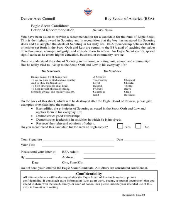 FREE 5+ Eagle Scout Letter of Recommendation Forms in PDF | MS Word