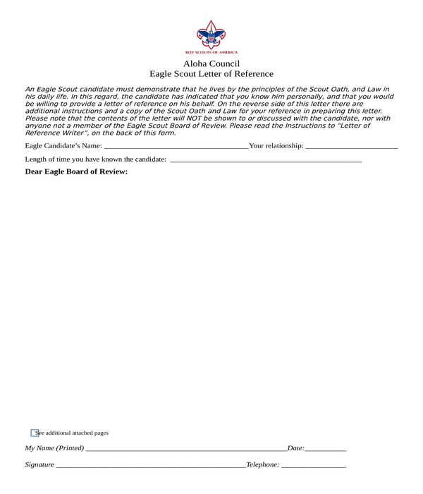 FREE 5+ Eagle Scout Letter of Recommendation Forms in PDF | MS Word