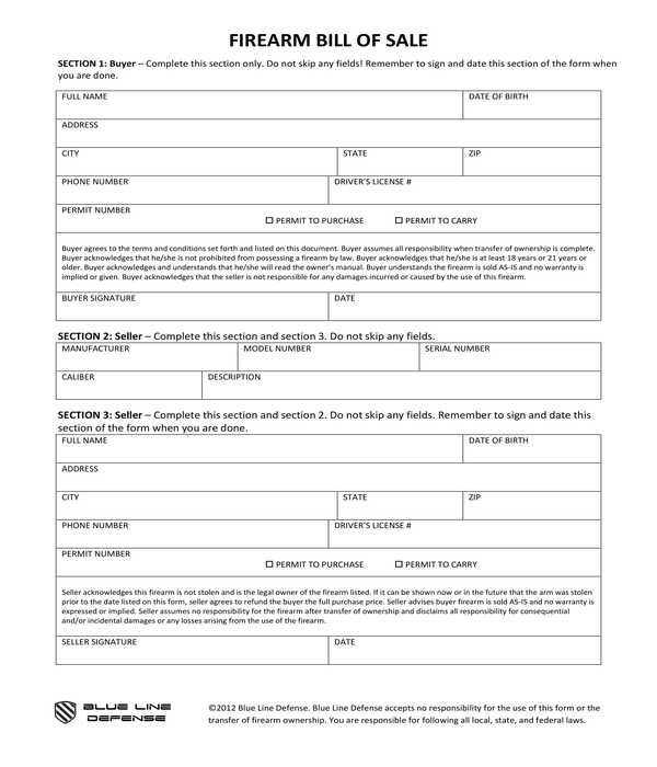 FREE 5+ Firearm Gun Bill of Sale Forms in PDF