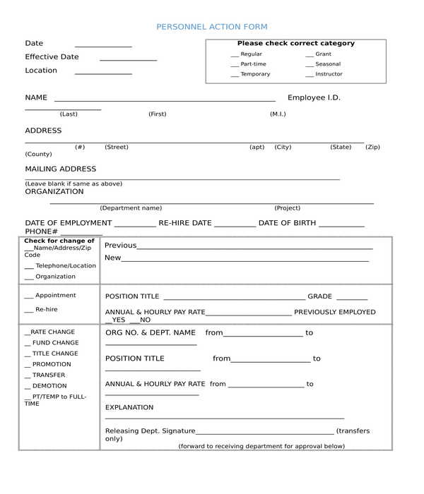 FREE 9+ Personnel Action Form Templates in MS Word | PDF | Excel