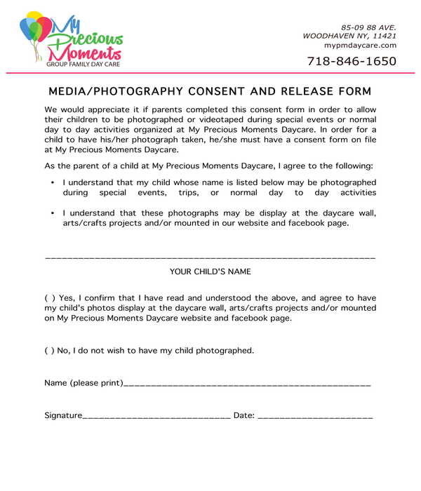 FREE 11+ Daycare Photo Release Forms in PDF | MS Word