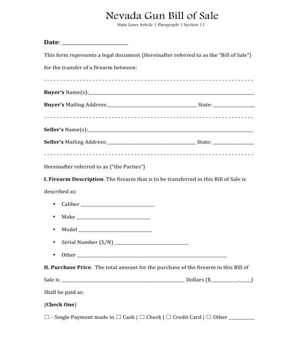 FREE 5+ Firearm Gun Bill of Sale Forms in PDF