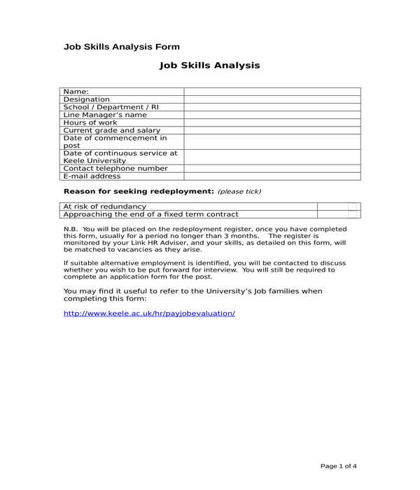 FREE 4+ Skills Analysis Forms in PDF | MS Word