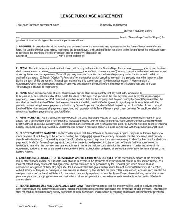 FREE 5+ Lease with an Option to Purchase Agreement Forms in PDF | MS Word