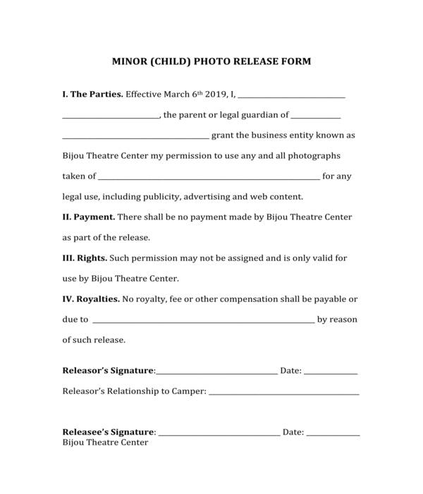 FREE 14+ Minor Photo Release Form Samples, PDF, MS Word, Google Docs