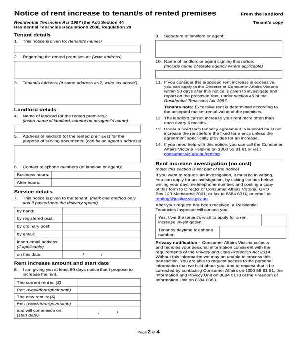 FREE 9+ Notice of Rent Increase Forms in PDF | MS Word | Excel