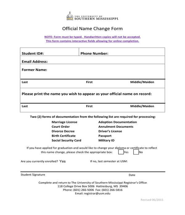 FREE 18+ Name Change Forms in PDF | MS Word