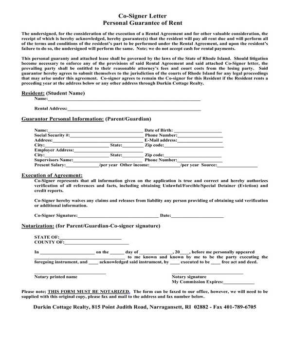 FREE 5+ Real Estate Lease Guarantee Co-Signer Agreement Forms in PDF ...