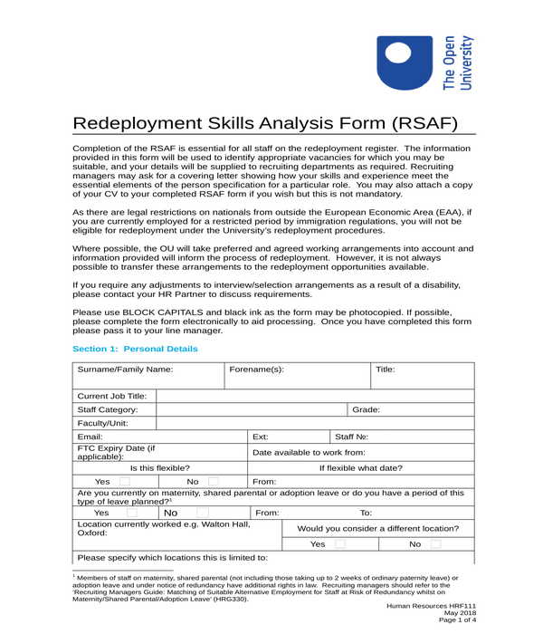 FREE 4+ Skills Analysis Forms in PDF | MS Word