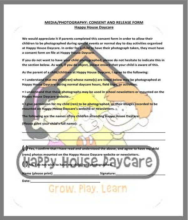 FREE 11+ Daycare Photo Release Forms in PDF | MS Word