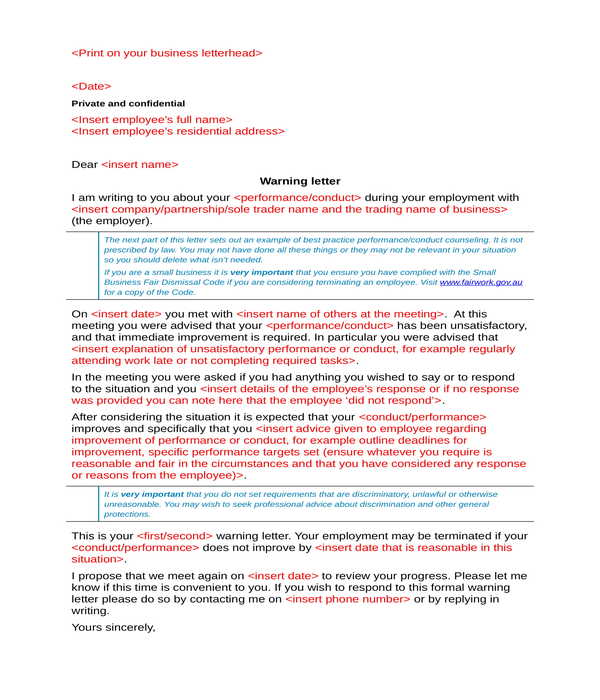 FREE 8+ Work Warning Forms in PDF | MS Word