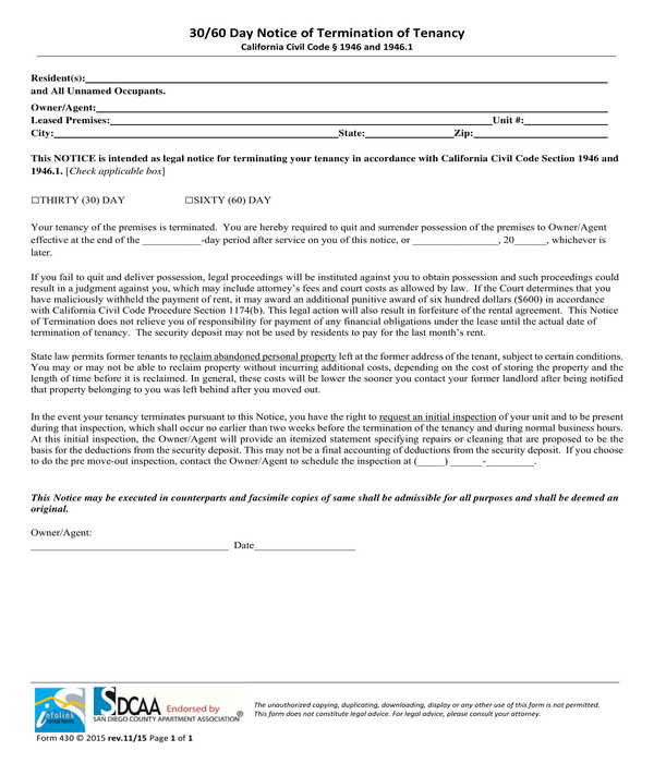 FREE 5+ Notice to Terminate Tenancy Forms in PDF