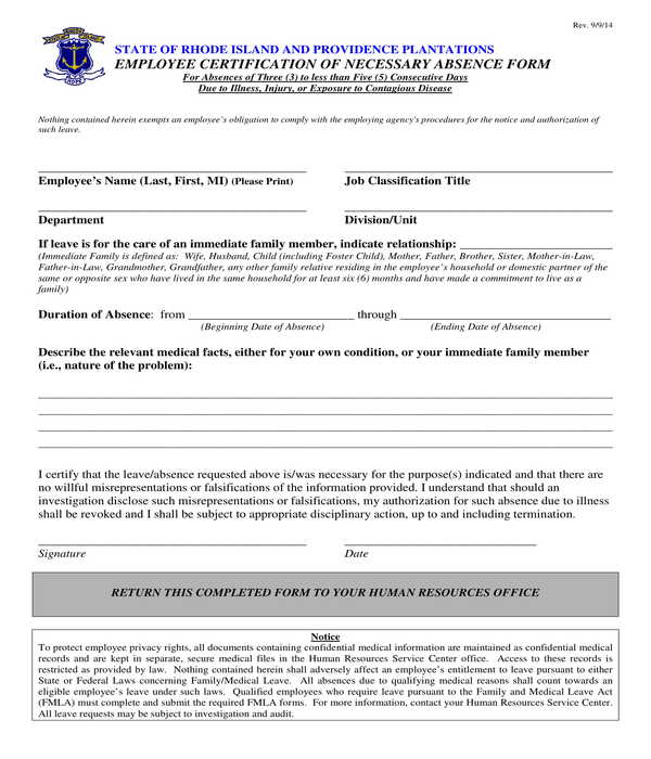 FREE 11+ Employee Absence Forms in PDF | MS Word | Excel