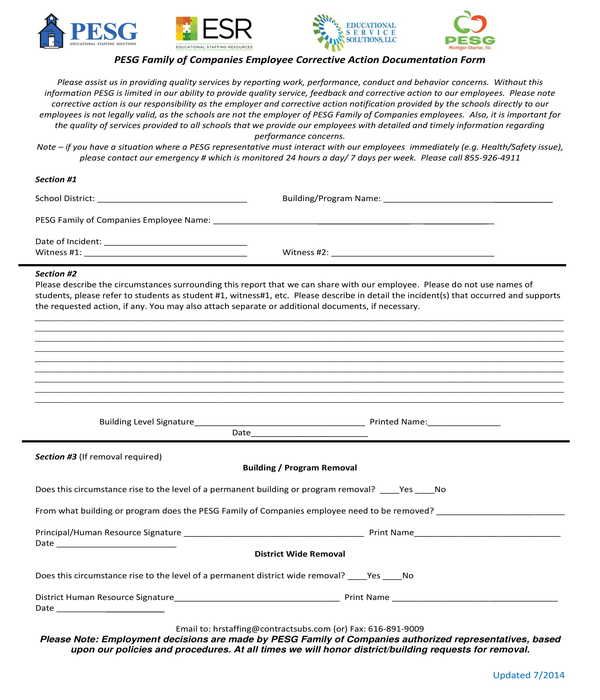 FREE 10+ Employee Corrective Action Forms in PDF | MS Word
