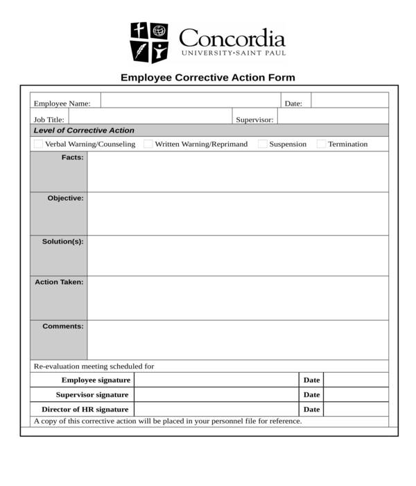 FREE 10+ Employee Corrective Action Forms in PDF | MS Word