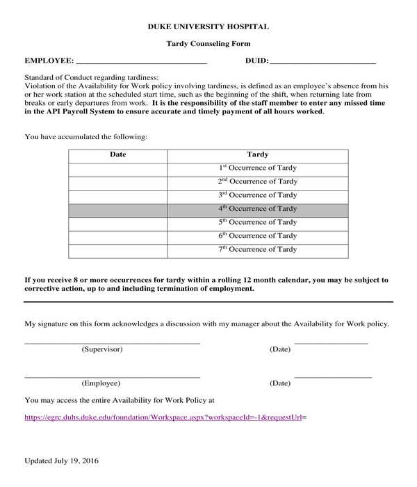 Free Printable Employee Tardiness Form Printable Forms Free Online Free Printable Employee Tardiness Form Printable Forms Free Online