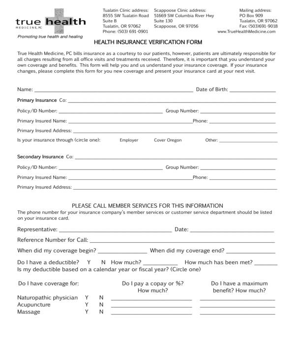 FREE 11+ Medical Health Insurance Verification Forms in PDF