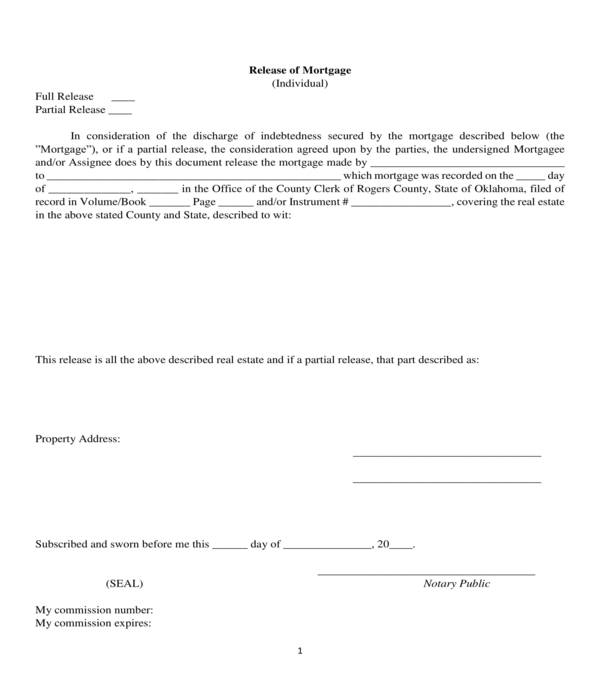 FREE 6+ Mortgage Release Forms in PDF | MS Word