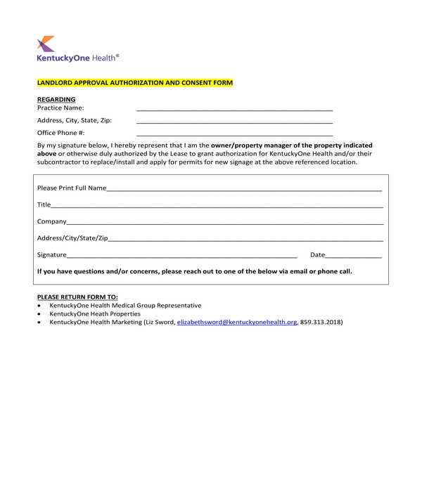 FREE 14+ Landlord Consent Form Samples, PDF, MS Word, Google Docs