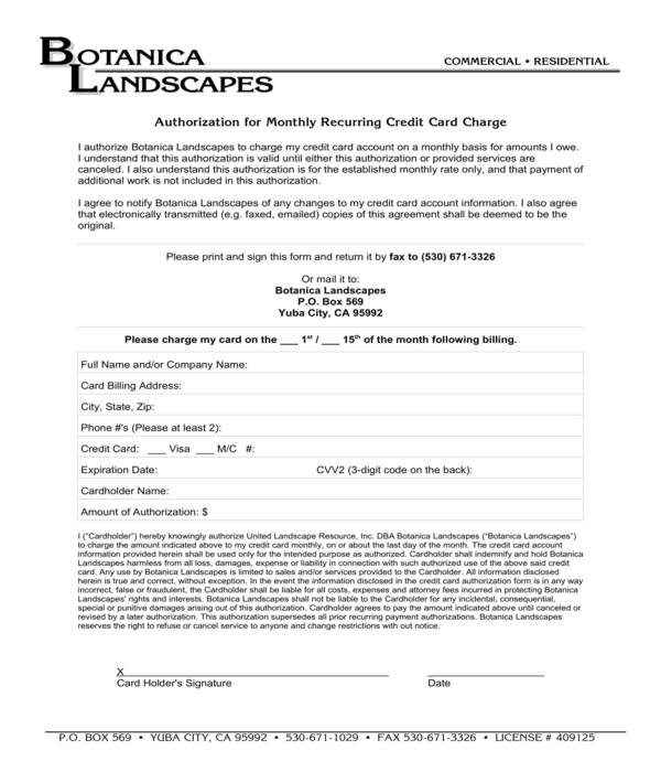 FREE 7+ Recurring Credit Card Authorization Forms in PDF | MS Word